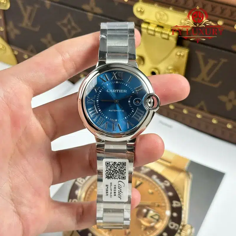 Cartier Ballon Bleu De Cartier Steel Blue Dial Best Replica AF 40mm
