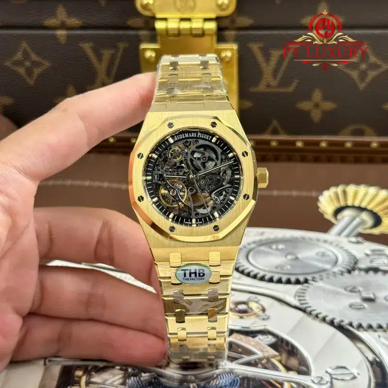 Audemars Piguet Royal Oak Openworked Skeleton Dial 15407BA Yellow Gold ...