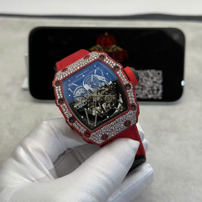 Richard Mille RM 35-02 Red Quartz TPT Custom Made 1:1 Snow Diamond ...