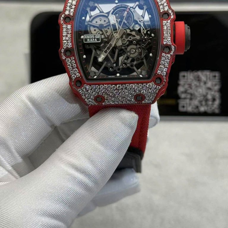 Richard Mille RM 35-02 Red Quartz TPT Custom Made 1:1 Snow Diamond ...